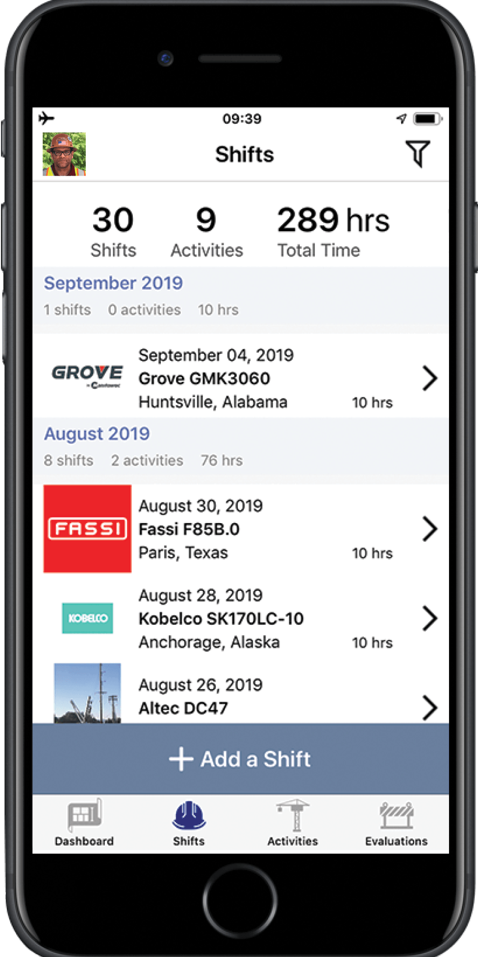 Log Shifts, Activities, & OSHA Operator Evaluations